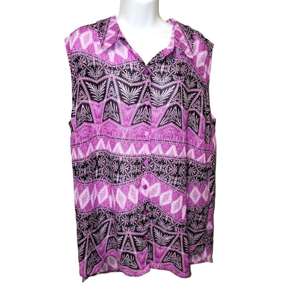 attention | Tops | Attention Sheer Sleeveless Blouse Size 3xl Pink ...